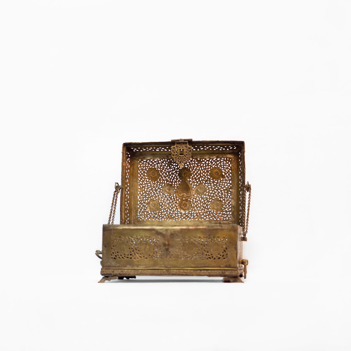 METAL BOX WITH INTRICATE LATTICE WORK – The Antique Story